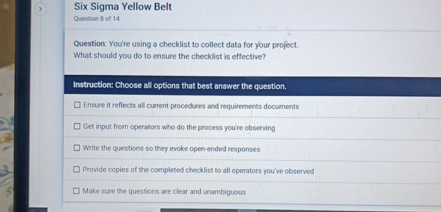 Question Youre using a checklist to collect | StudyX