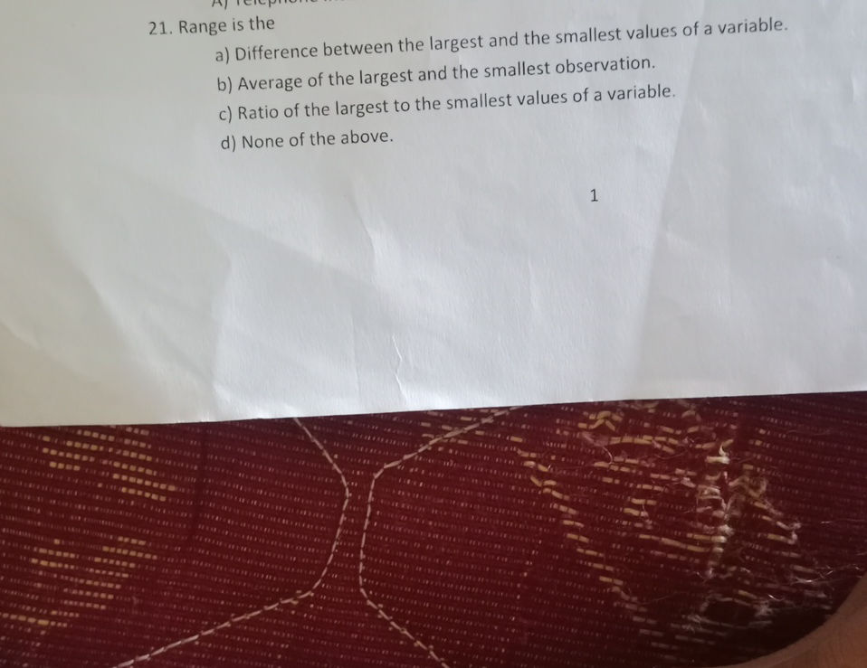 21 Range is the a) Difference between the | StudyX