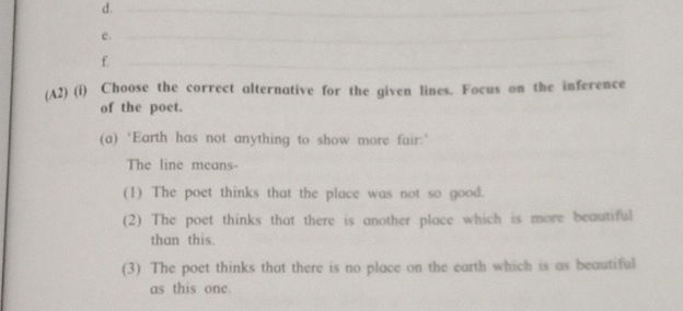 (A2) (i) Choose the correct alternative for | StudyX