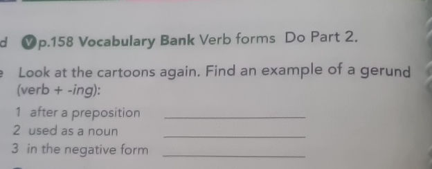 p158 Vocabulary Bank Verb forms Do Part 2 | StudyX