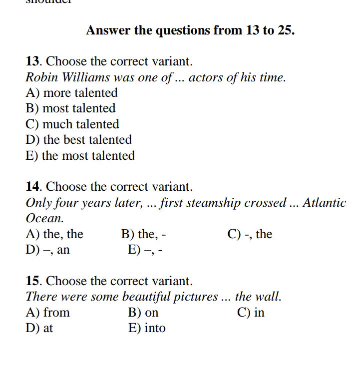 Answer the questions from 13 to 25 13 Choose | StudyX