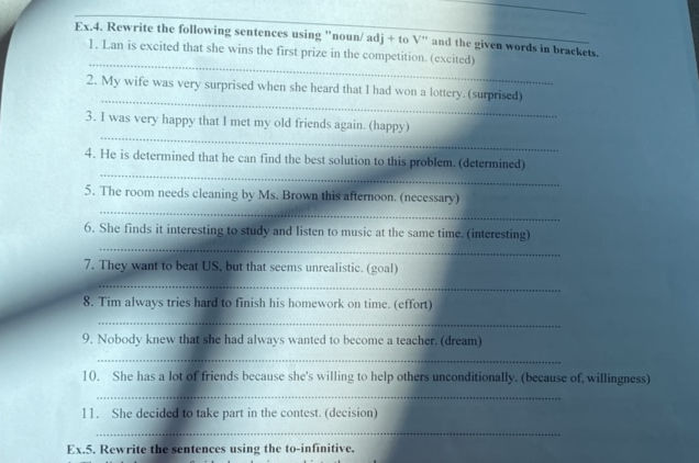 Ex4 Rewrite the following sentences using | StudyX