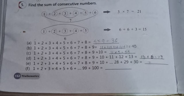 5 Find the sum of consecutive numbers (a) | StudyX