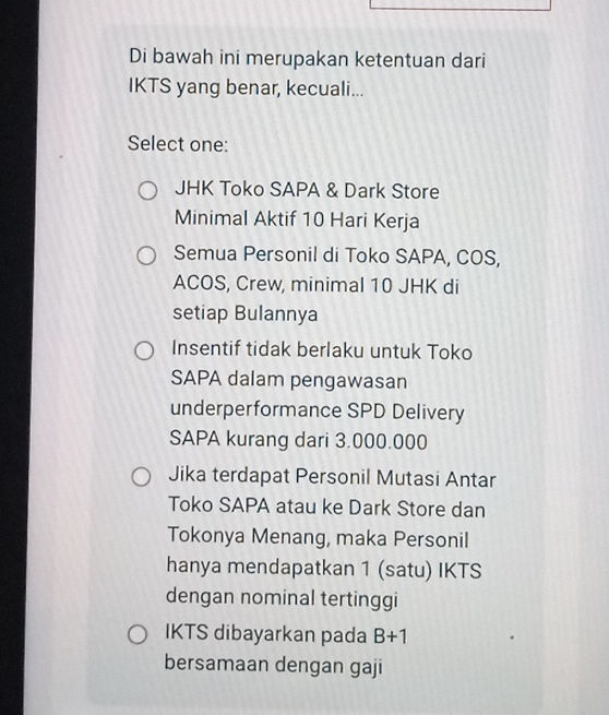 Di bawah ini merupakan ketentuan dari IKTS | StudyX