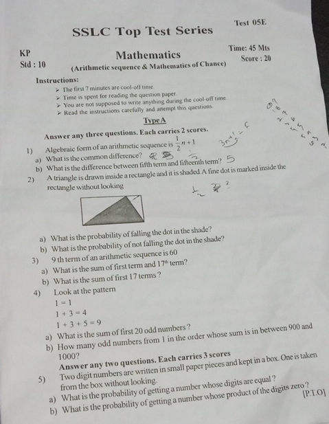 SSLC Top Test Series Mathematics (Arithmetic | StudyX
