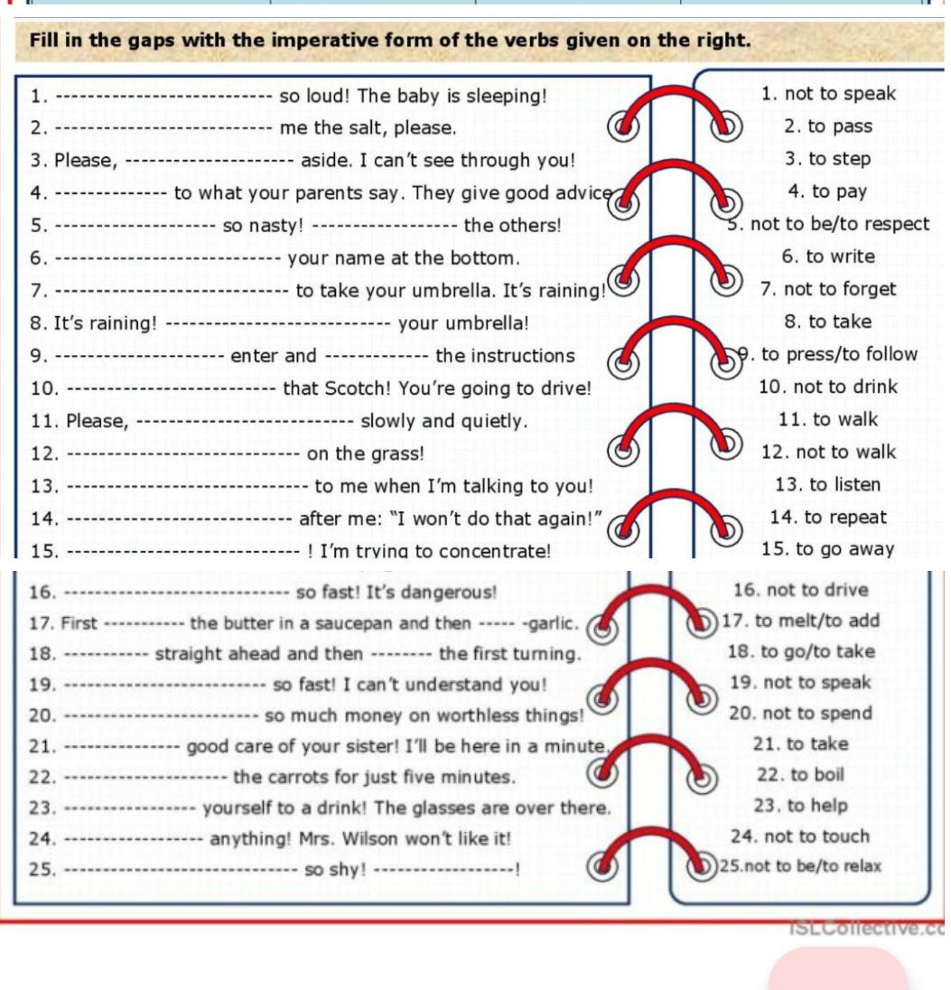 Fill in the gaps with the imperative form of | StudyX