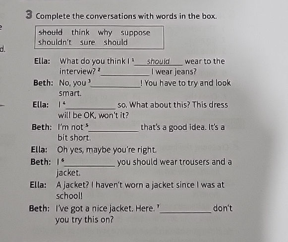 3 Complete the conversations with words in | StudyX