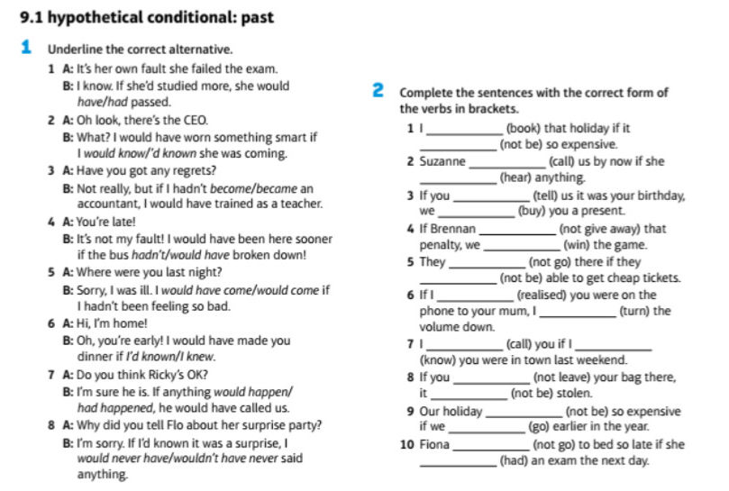 91 hypothetical conditional past 1 Underline | StudyX