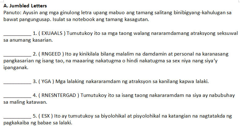 A Jumbled Letters Panuto Ayusin ang mga | StudyX