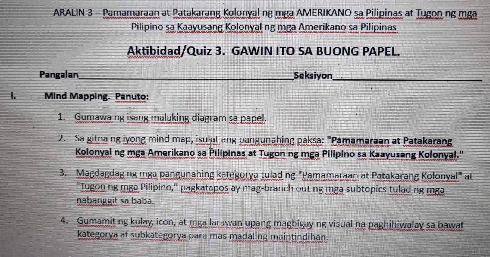 ARALIN 3 - Pamamaraan at Patakarang Kolonyal | StudyX