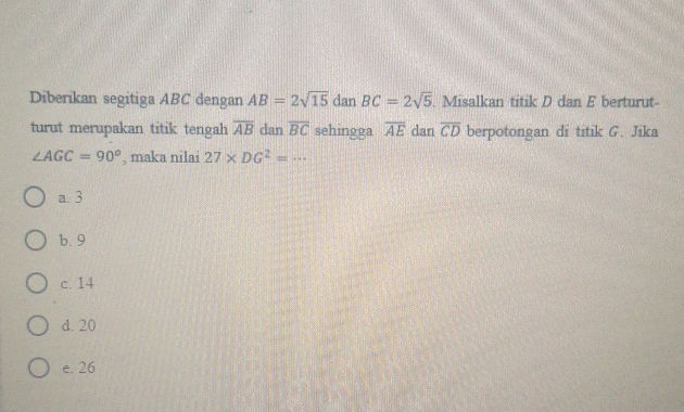 Diberikan segitiga ABC dengan AB = 215 dan | StudyX