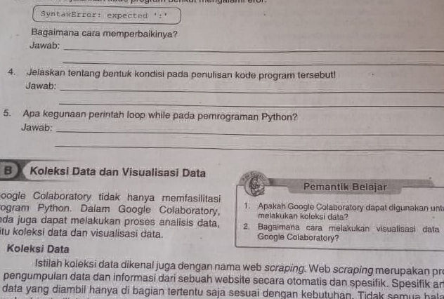 SyntaxError expected Bagaimana cara | StudyX