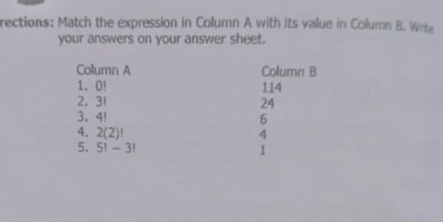 Directions Match the expression in Column A | StudyX
