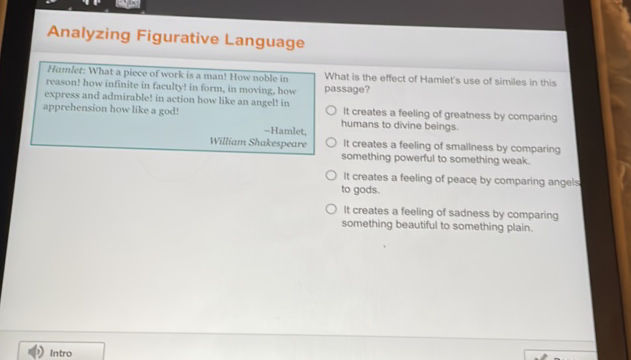 Analyzing Figurative Language Hamlet What a | StudyX