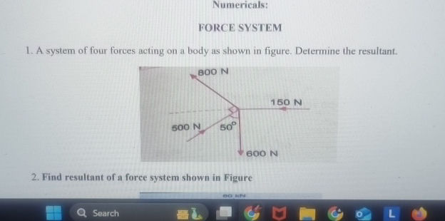 1 A system of four forces acting on a body | StudyX