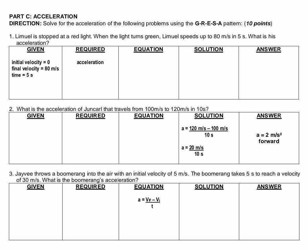 PART C ACCELERATION DIRECTION Solve for the | StudyX