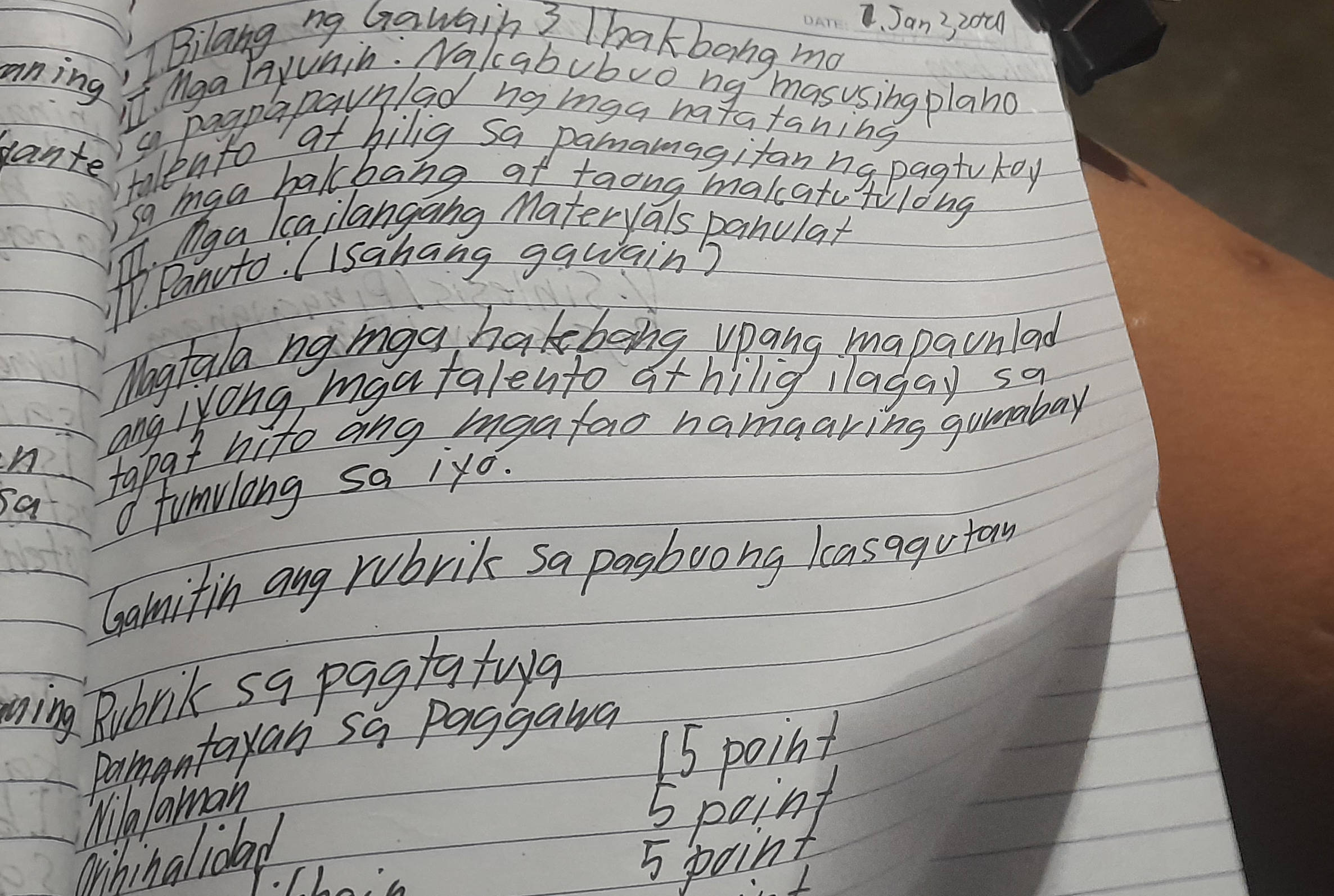 Bilang ng Gawain 3 I Takdang mga layunin | StudyX