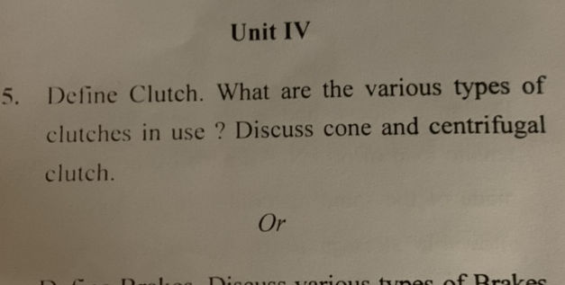 5 Define Clutch What are the various types | StudyX