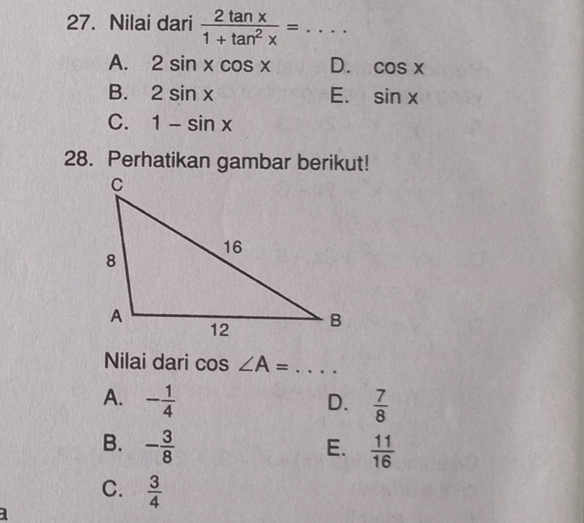 27 Nilai dari 2 x1+2 x = A 2 x x D x B 2 | StudyX