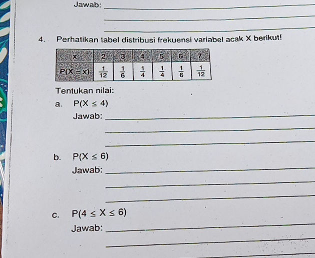 4 Perhatikan tabel distribusi frekuensi | StudyX
