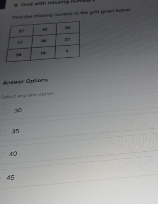 8 Grid with missing numbers Find the missing | StudyX