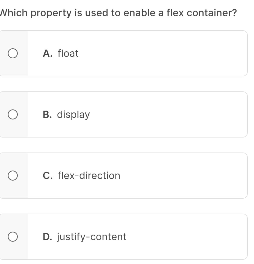 Which property is used to enable a flex | StudyX