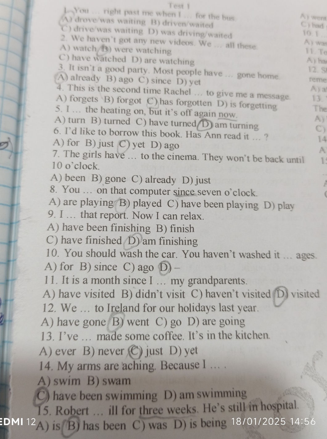 Test I 1 You right past me when I for the | StudyX