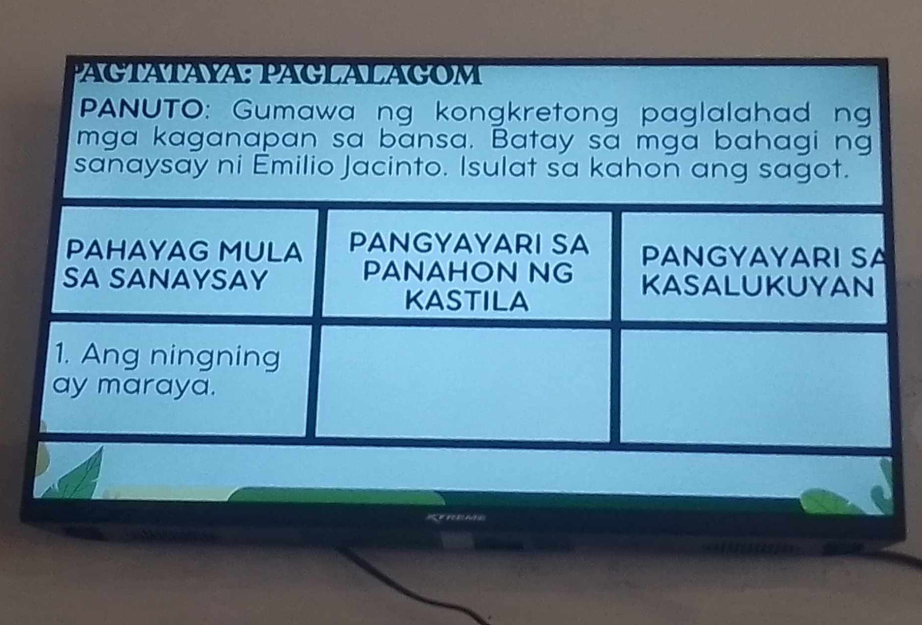 PAGTATAYA PAGLALAGOM PANUTO Gumawa ng | StudyX