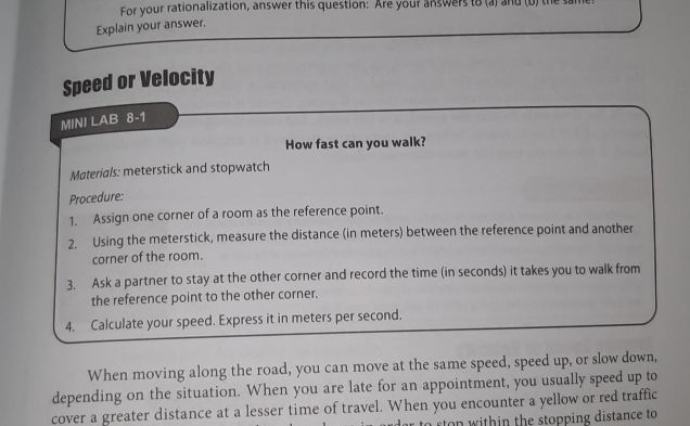 Speed or Velocity MINI LAB 8-1 How fast can | StudyX