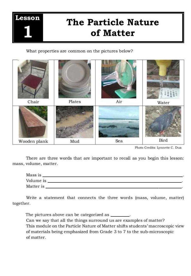 Lesson 1 The Particle Nature of Matter What | StudyX