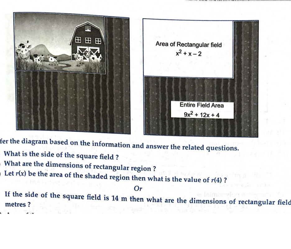 Area of Rectangular field x2+x-2 Entire | StudyX