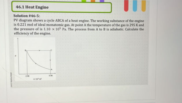 461 Heat Engine Solution 46-5 PV diagram