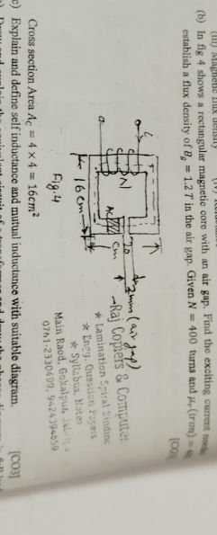(b) In fig 4 shows a rectangular magnetic | StudyX