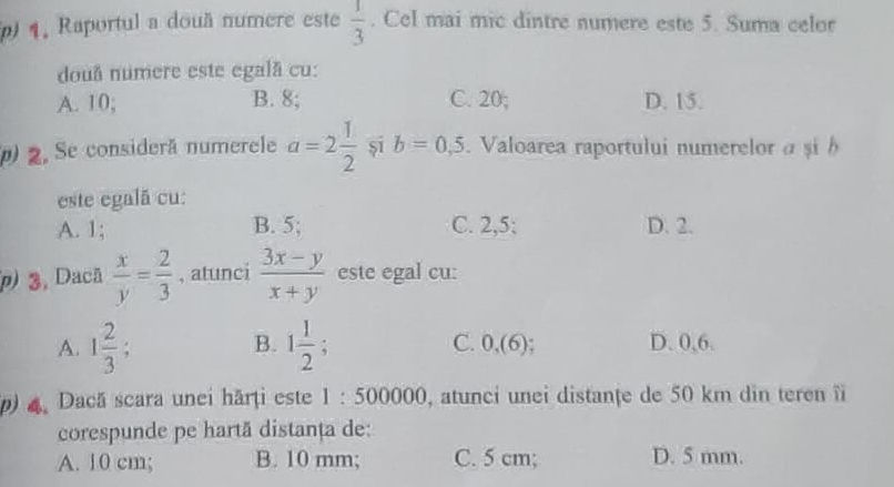 p) 1 Raportul a dou numere este 13 Cel mai