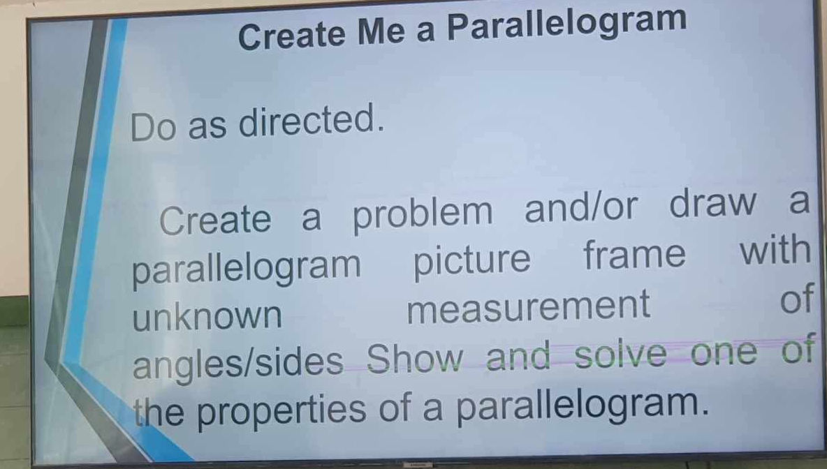 Create Me a Parallelogram Do as directed | StudyX