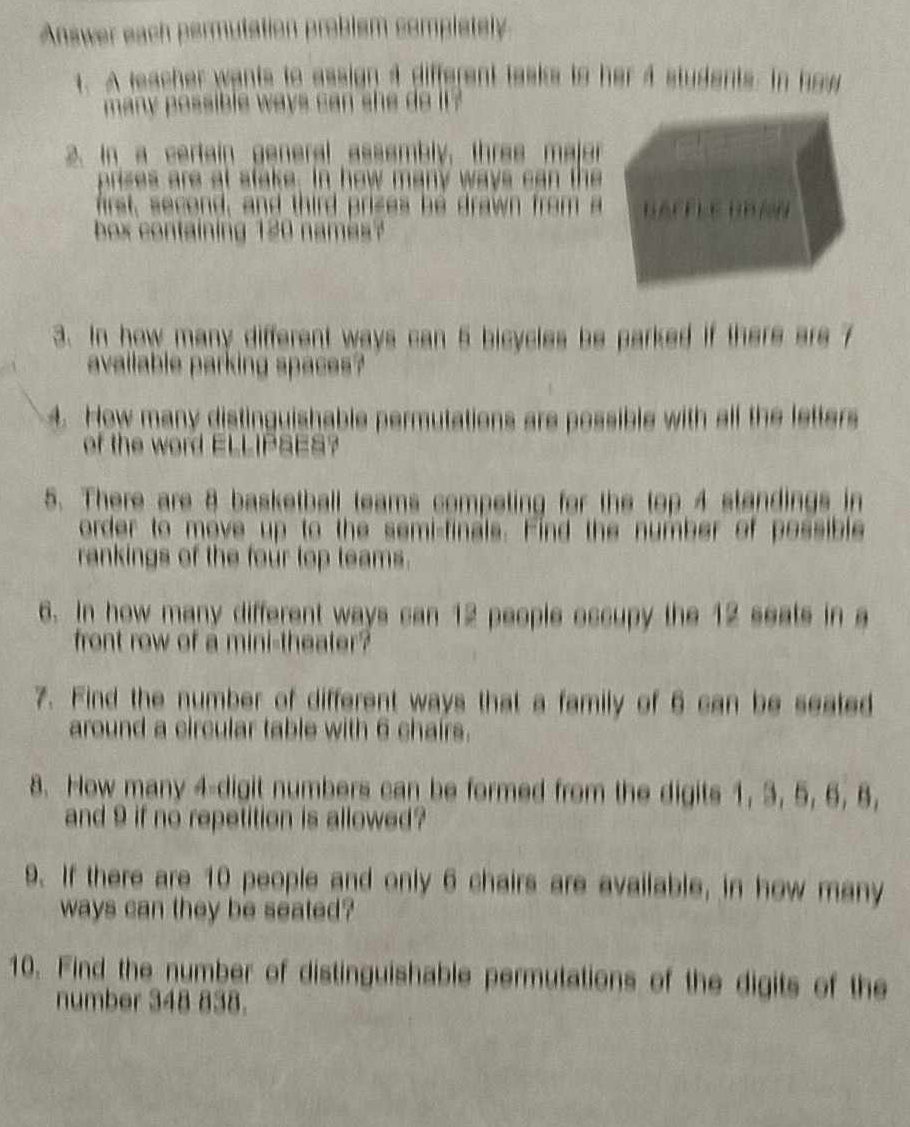 Answer each permutation problem completely 1 | StudyX