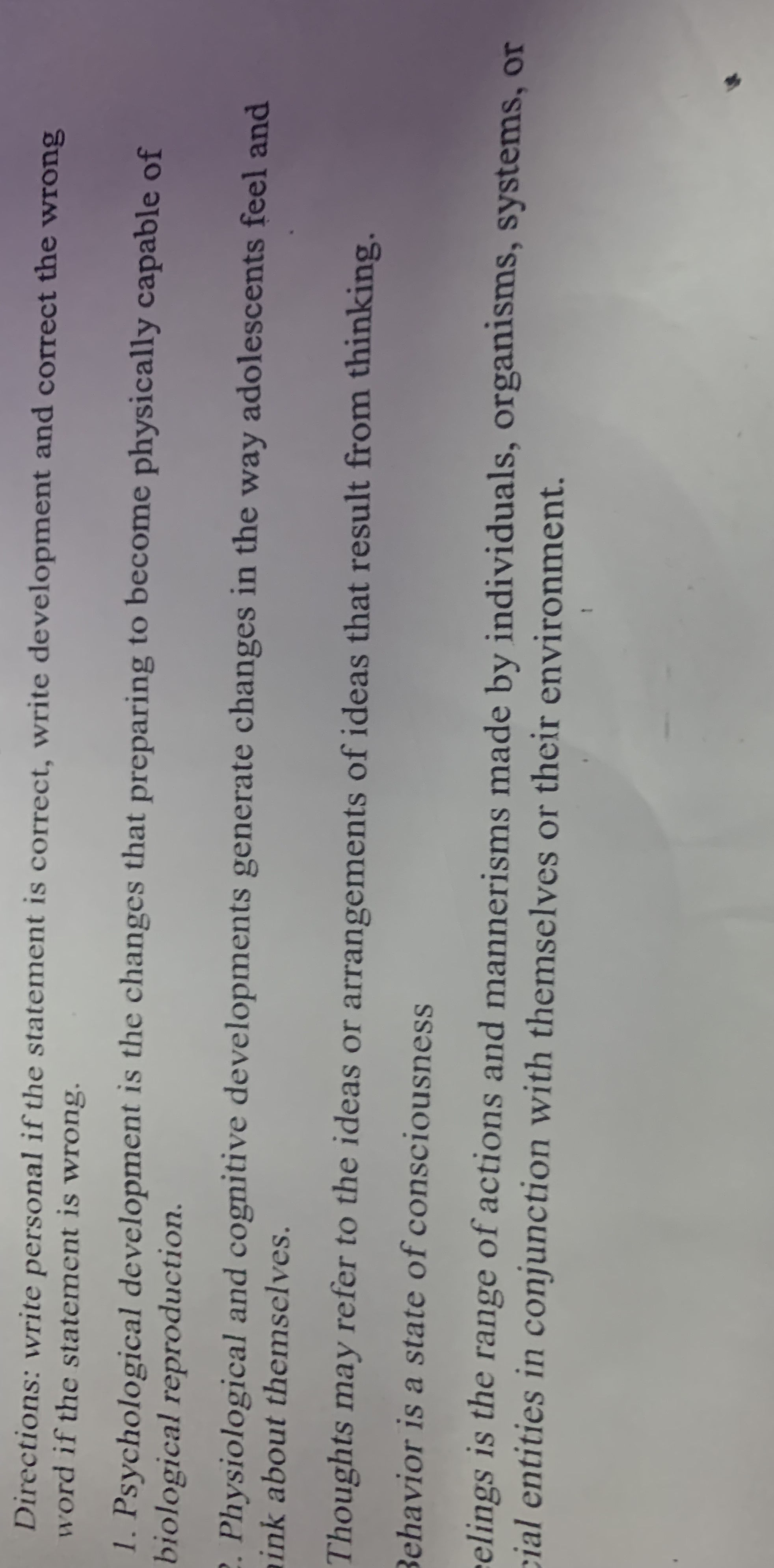 Directions write personal if the statement | StudyX