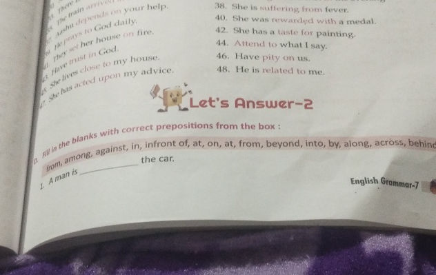 Fill in the blanks with correct prepositions | StudyX