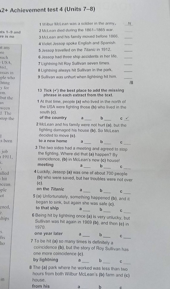 13 Tick () the best place to add the missing | StudyX