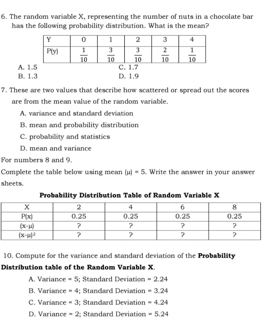 6 The random variable X representing the | StudyX