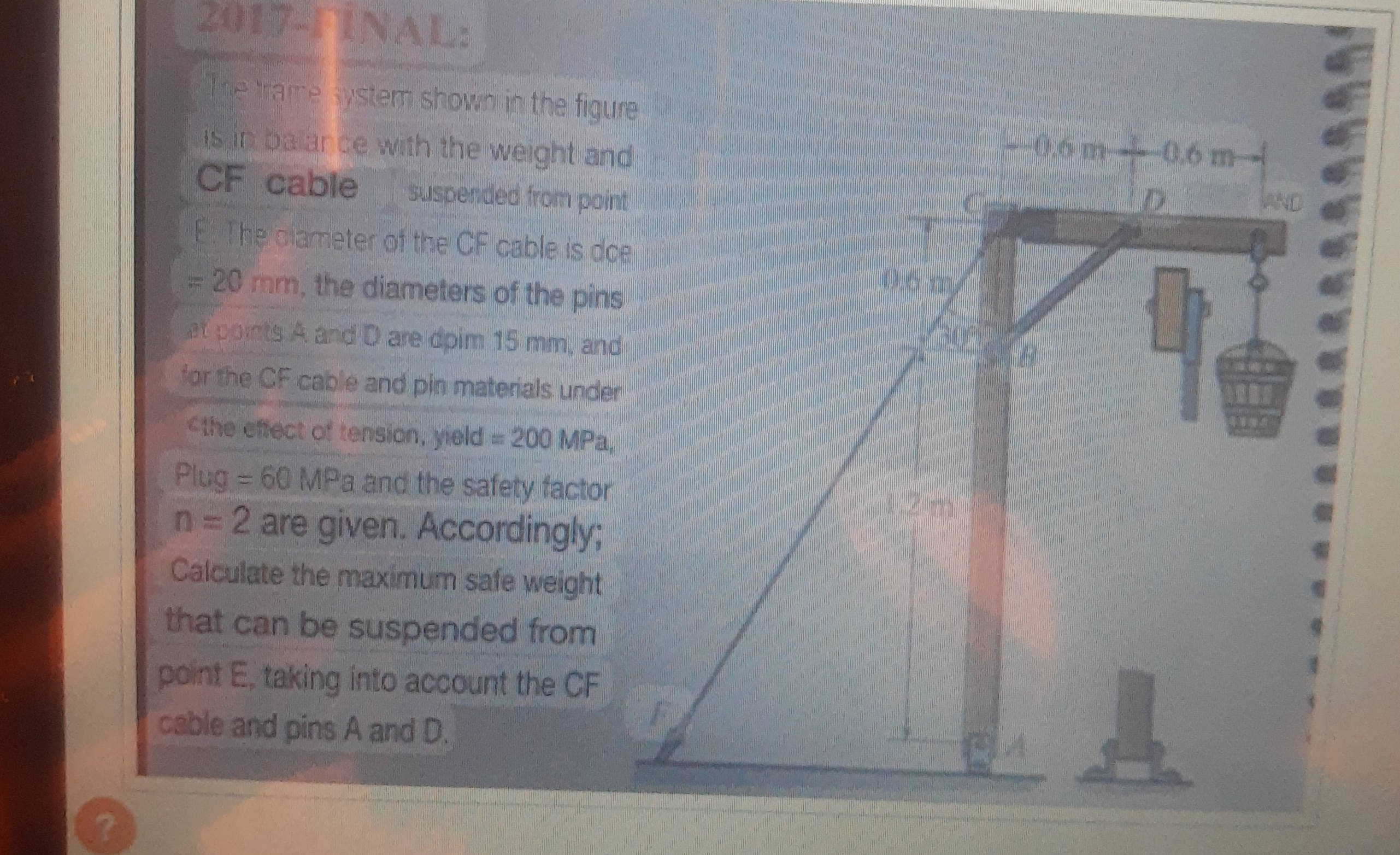 The crane system shown in the figure is in | StudyX
