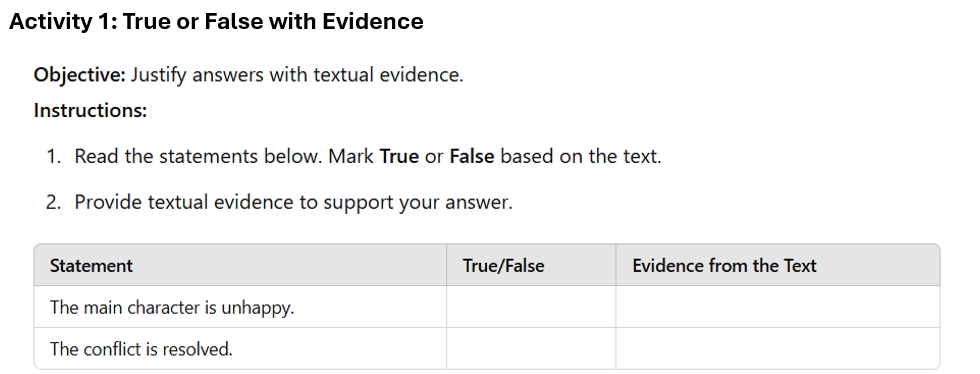 Activity 1 True or False with Evidence | StudyX