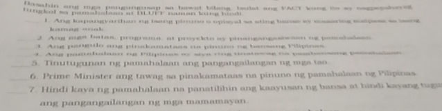 Basahin ang mga pangungusap sa bawat bilang | StudyX