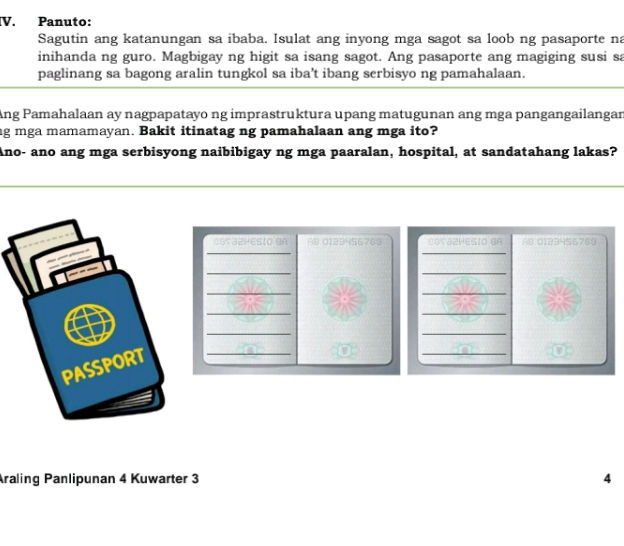 IV Panuto Sagutin ang katanungan sa ibaba | StudyX