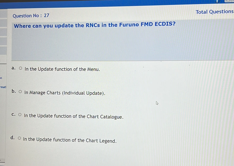 Question No 27 Where can you update the RNCs