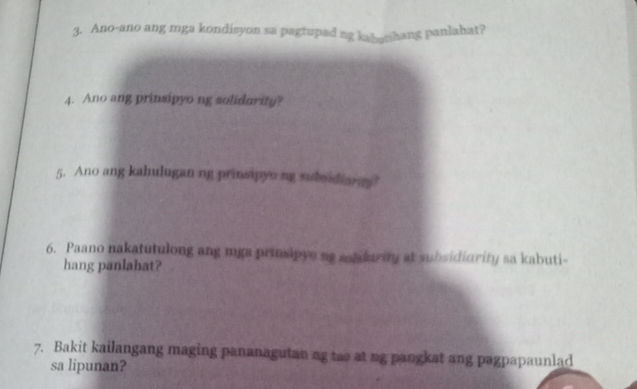 3 Ano-ano ang mga kondisyon sa pagtupad ng | StudyX