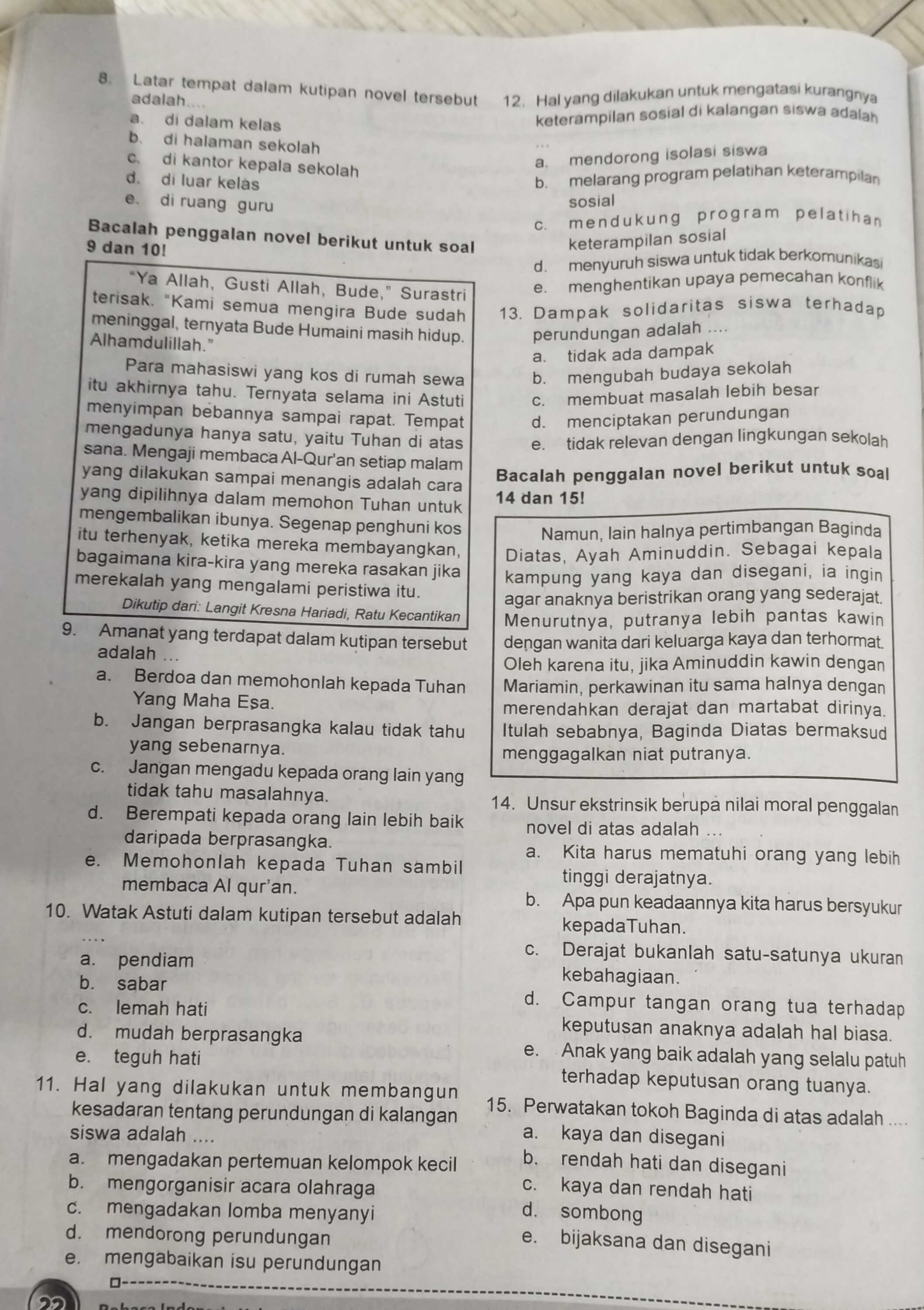 8 Latar tempat dalam kutipan novel tersebut | StudyX