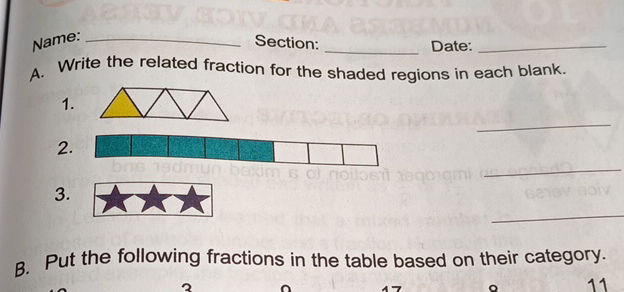A Write the related fraction for the shaded | StudyX