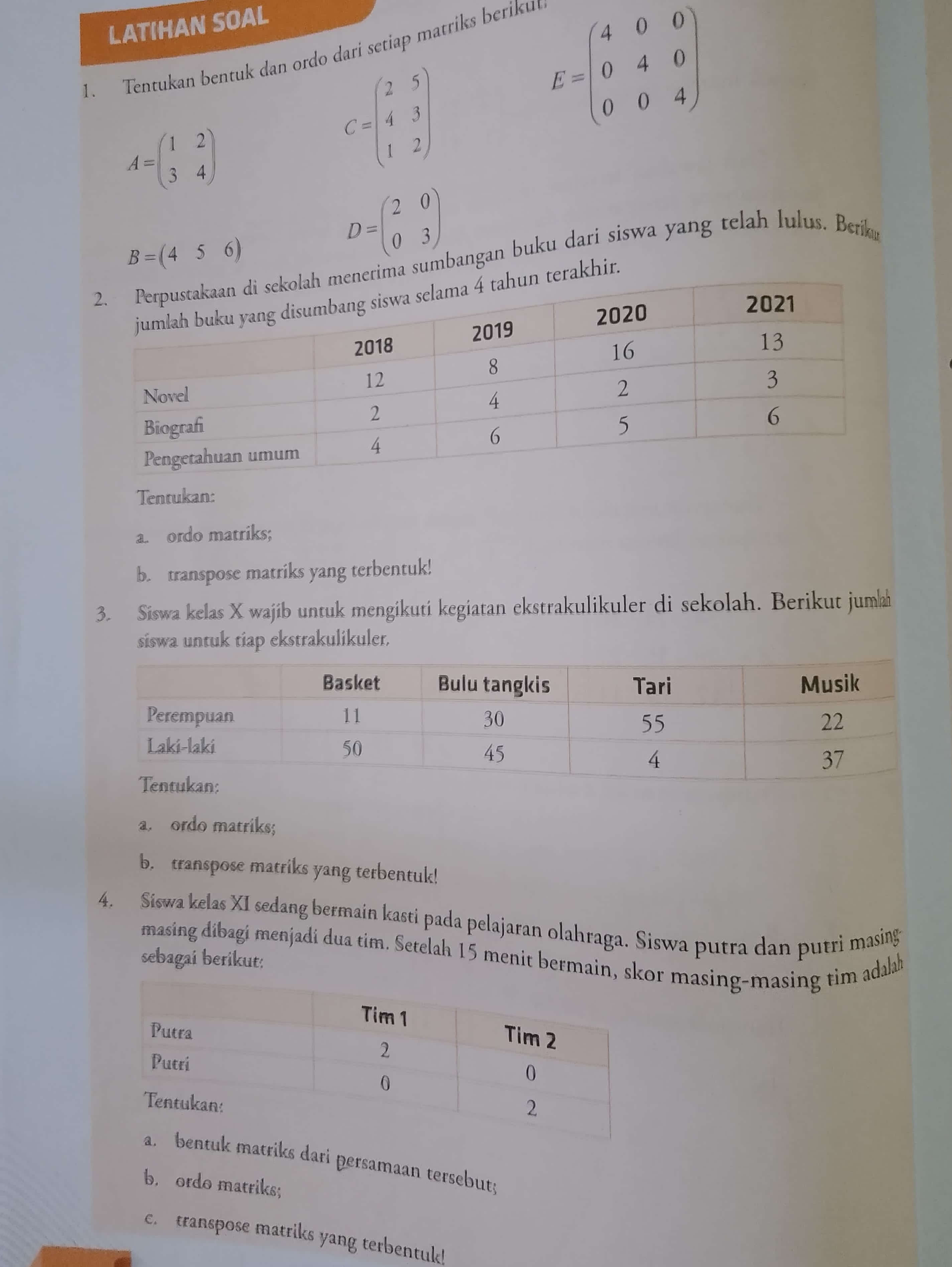LATIHAN SOAL 1 Tentukan bentuk dan ordo dari | StudyX