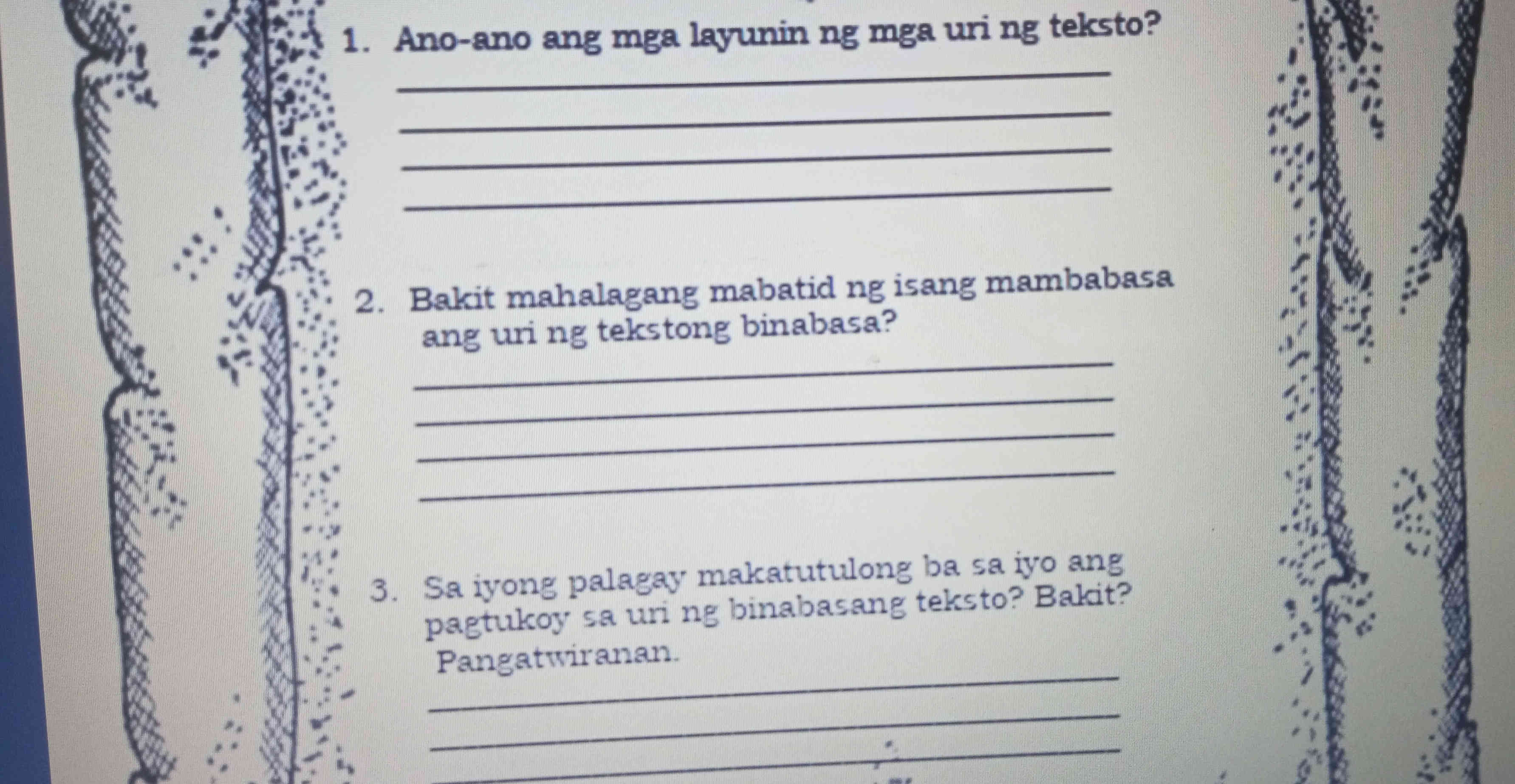 1 Ano-ano ang mga layunin ng mga uri ng | StudyX